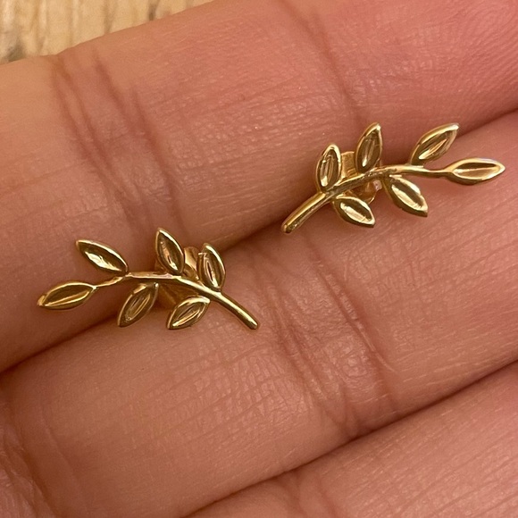 Jewelry | 14k Gold Olive Tree Branch Leaves Earring | Poshmark